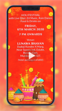 Holi Milan Invitation Card | Samaroh Invite- Happy Invites Online Ecard