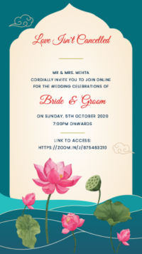 Lotus Theme Wedding Invitation Card - Digital Ecard Maker