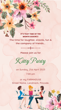 Floral Theme Kitty Party Invitation - Happy Invites Ecard Maker