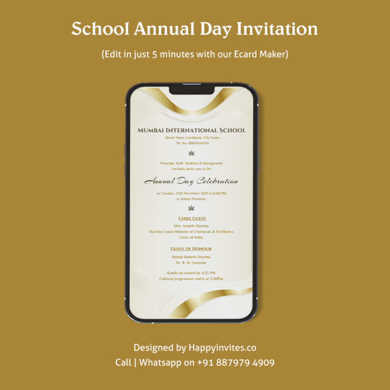 Annual Day Invitation Card - Happy Invites Digital Card Maker