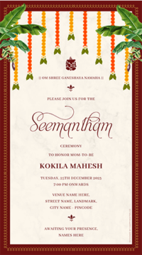 Traditional Seemantham Invitation Online Card - Happy Invites