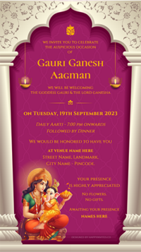 Gauri Ganpati Invitation Card | Gauri Pujan - Happy Invites