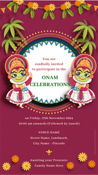 Onam Invitation Card for WhatsApp - Happy Invites Ecard Maker