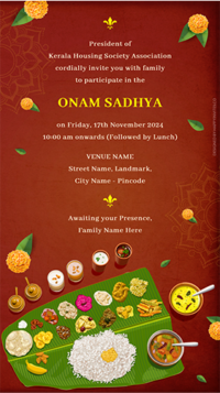 Onam Invitation Card for WhatsApp - Happy Invites Ecard Maker