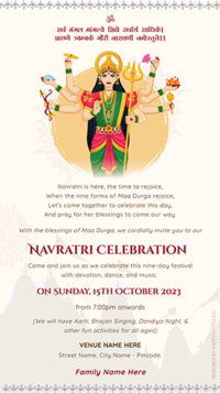 Navratri Invitation Card Design Online - Happy Invites