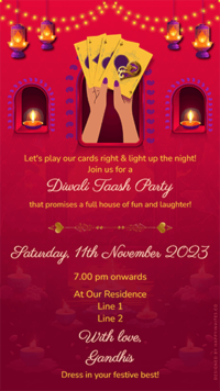 Diwali Card Party Invite for Taash - Happy Invites Ecard Maker
