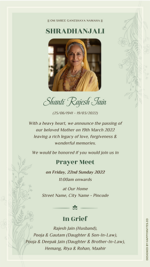 Shradhanjali Invitation Card in English - Happy Invites