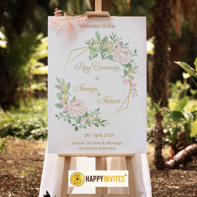 Floral Wedding Signage Board Design - Happy Invites