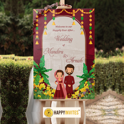 Wedding Welcome Board Design | Entrance Board - Happy Invites