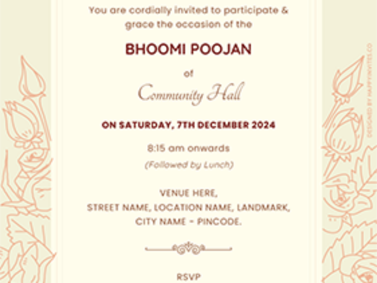 Bhumi Pujan Invitation Card In English - Infoupdate.org