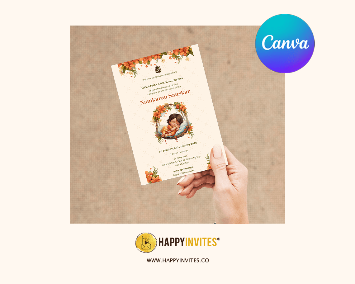 Editable Naming Ceremony Invitation Card - Happy Invites