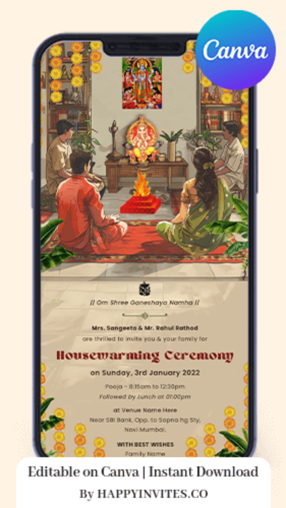 Indian House Warming Invitation Template Free Editable Housewarming