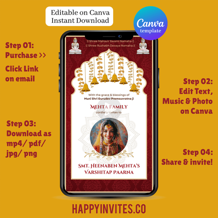 VP02 Varshitap Parna Invitation Card Template Video - Canva ...