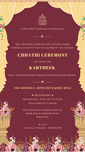 Chhathi Invitation Card - Happy Invites