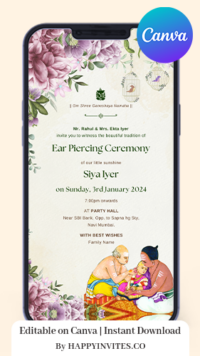 Ear Piercing Ceremony Invitation - Happy Invites Online Invitation Maker