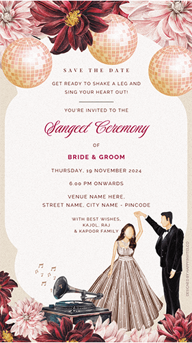Sangeet Invitation Card | Ladies Sangeet Sandhya - Happy Invites