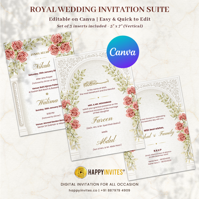 Muslim Wedding Invitation Cards Templates - Happy Invites