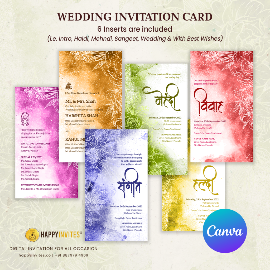 Hindu Traditional Wedding Card Design - Happy Invites
