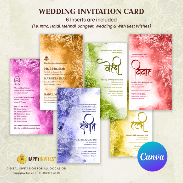 Hindu Traditional Wedding Card Design - Happy Invites