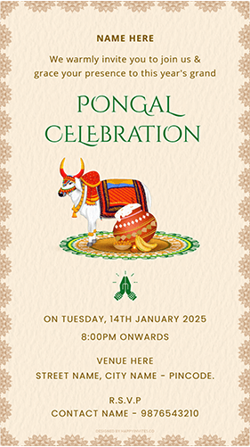 Pongal Invitation Card - Happy Invites Ecard Invitation Maker