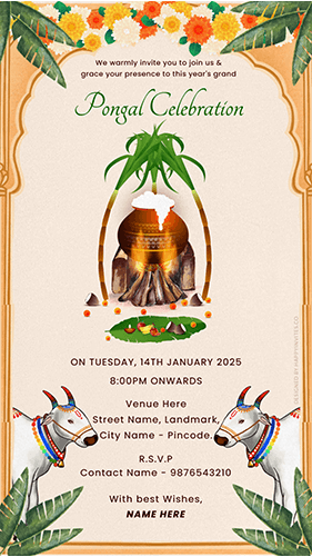 Pongal Invitation Card - Happy Invites Ecard Invitation Maker
