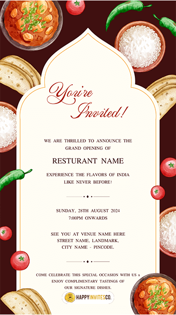Invitation for Restaurant Opening - Happy Invites Ecard Maker