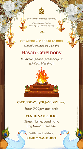 Unique Hawan Invitation Card Online - Happy Invites