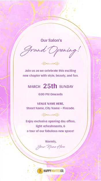 Salon Opening Invitation Card - Happy Invites Ecard Maker