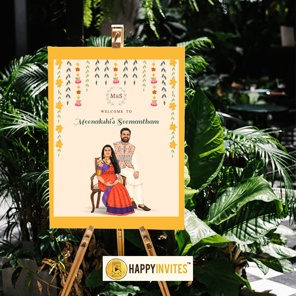 Baby Shower Welcome Board with Caricature - Happy Invites