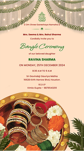 Bangle Ceremony Invitation Card Design - Happy Invites