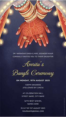 Bangle Ceremony Invitation Template - Happy Invites Digital Card