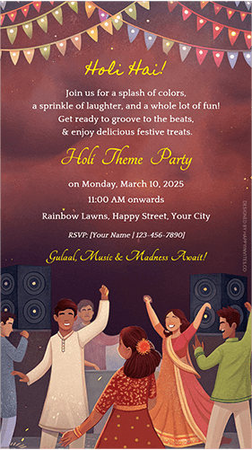 Holi Party Invitation Card - Happy Invites Online Ecard