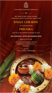 Traditional Bangle Ceremony Invitation - Happy Invites Digital Card