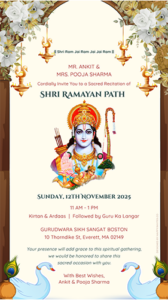 Ramayan Path Invitation Card | Ramayan Recitation Digital Invite