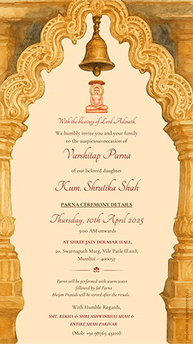 Varshitap Parna Invitation in English - Happy Invites