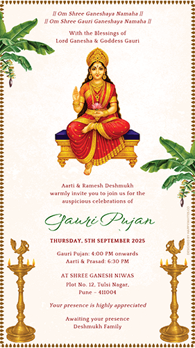 Gauri Pujan Invitation Card Online | Traditional Digital Invite