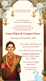 Gauri Pujan Invitation Card | Traditional Invite for Gauri Ganpati
