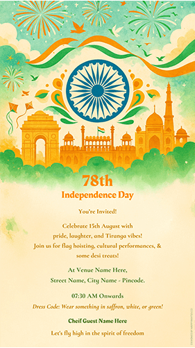 Independence Day Invitation Card Online | Invite for 15th August