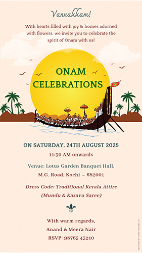Onam Invitation Card for WhatsApp - Happy Invites Ecard Maker