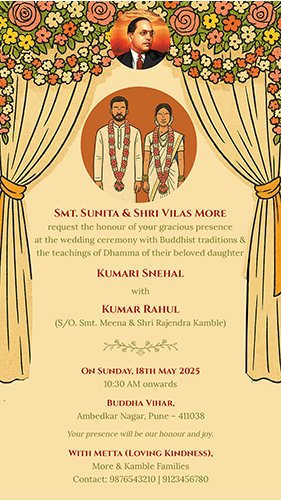 Jai Bhim Buddhist Wedding Invitation Card | Editable 2-Page PDF