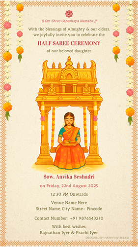 Half Saree Function Invitation Card | Langa Voni & Puberty