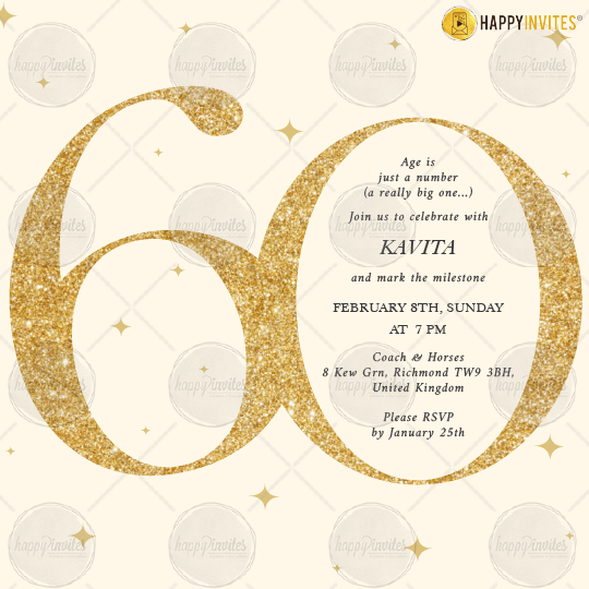 60th Birthday Invitation Card | Elegant 60th Birthday Invite Online